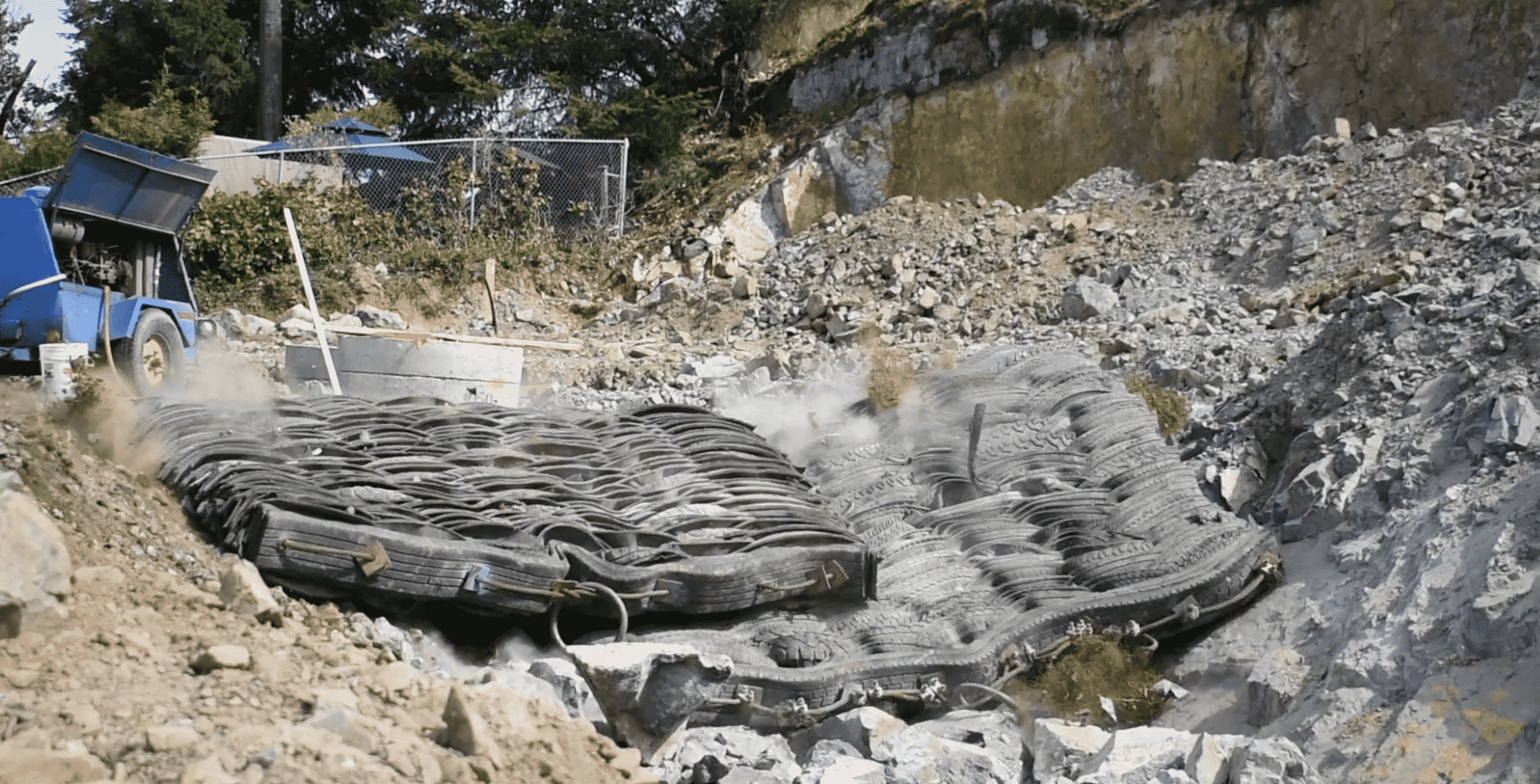 Blasting Trench Rock Residential Area - Nanaimo, BC - GeoBreak